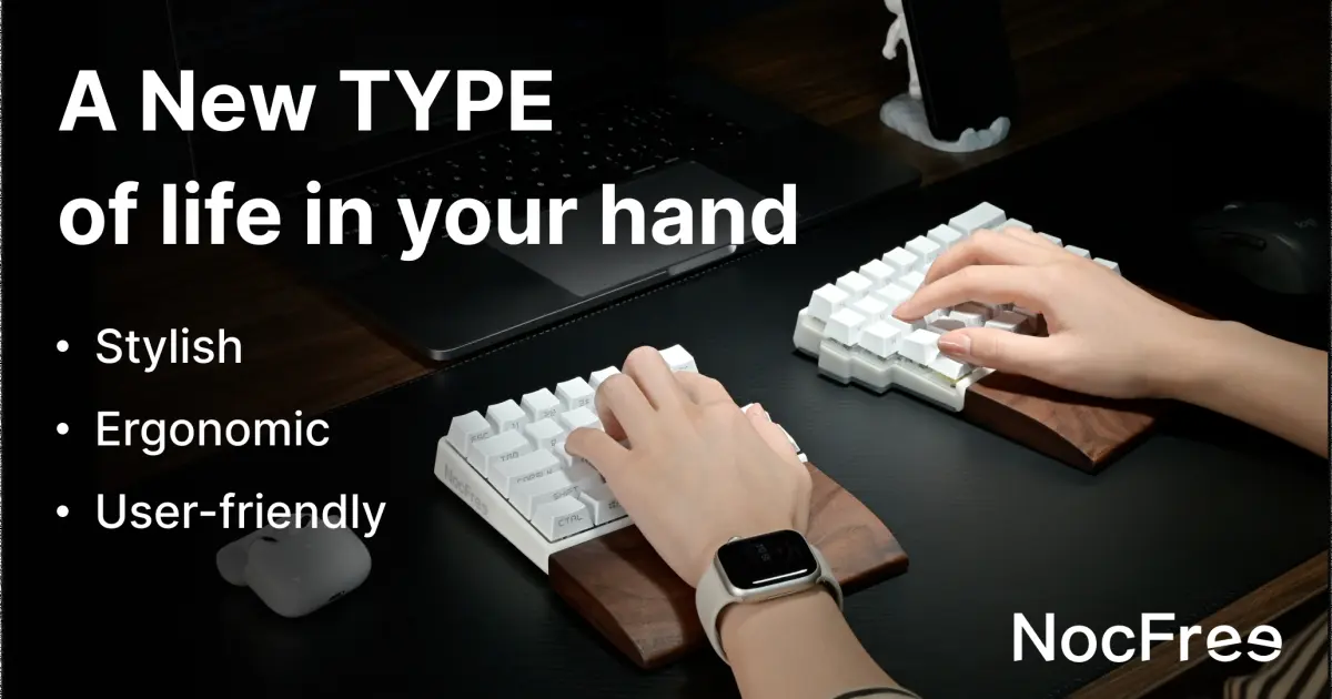 自然な姿勢でタイピング！ 左右分離型ワイヤレスキーボード「NocFree Lite」 - bouncy / バウンシー